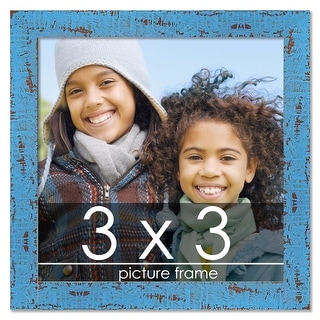 3x3 Shabby Chic Farmhouse Blue Wood Picture Square Frame - 3" x 3 ...