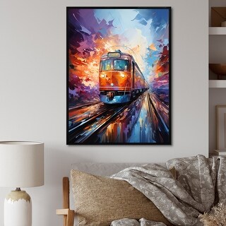 Designart "Train Bold Rhythms" Train Framed Canvas Art Print - Bed Bath ...
