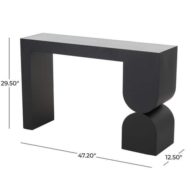 Black Metal Geometric Living Room Console Table with Stacked Arched ...