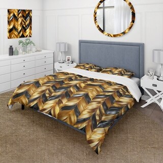 Designart "Gold And Black Gilded Luxury Chevron Pattern" Gold glam ...