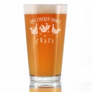 Crazy Chicken - Beer Pint Glass - Funny Chicken Gifts - 16 Ounce - Bed ...