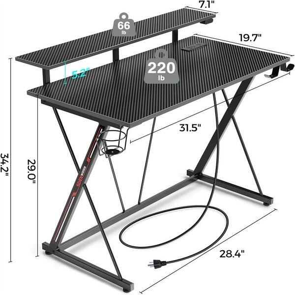 Gaming Desk with LED Lights - Bed Bath & Beyond - 39975196