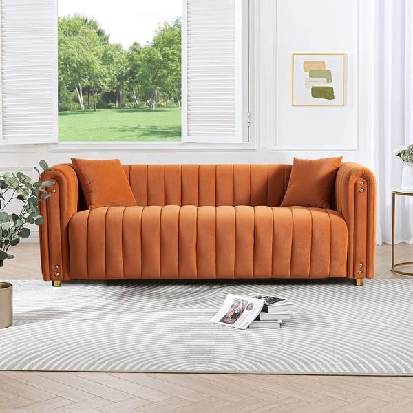 Modern Vertical Comfortable Channel Tufted Velvet Sofa - Bed Bath ...