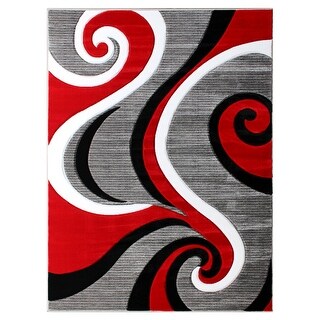 Athos Collection 8' x 10' Red Abstract Area Rug - Olefin Rug - 8' x 10 ...