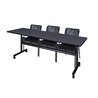 84" x 24" Flip Top Mobile Training Table with Modesty Panel and 3 Mario ...