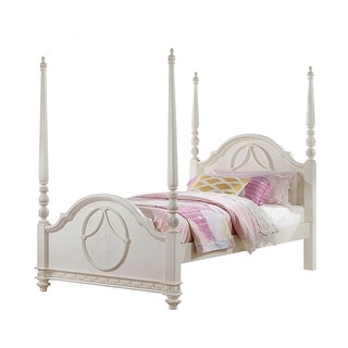Wooden Post Bed with Arched Headboard and Footboard in Ivory Finish ...