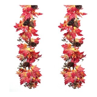 Maple Leaf w/Cone Garland (Set of 2) 5.5'L Polyester - 70"L x 10"W x 6 ...