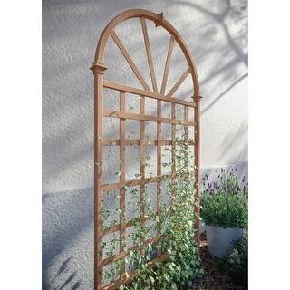 77-inch Outdoor Vinyl Lattice Garden Trellis with Arched Top - 77.25 ...