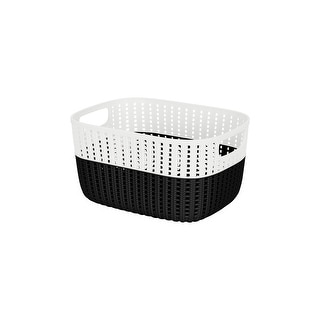 Simplify 2-Tone Decorative Medium Storage Basket in Black - 11"x 9"x 6 ...