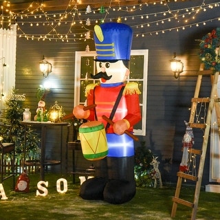 HOMCOM 8 ft. Large Nutcracker Inflatable Christmas Decoration with Drum ...