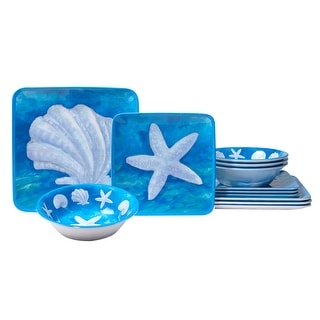 Certified International Ocean Beach 12 Piece Melamine Dinnerware Set ...