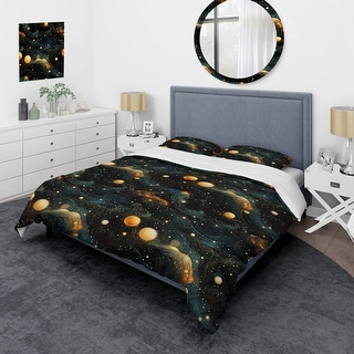 Designart "Celestial Constellations Planet Pattern" Black Modern ...