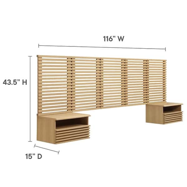 Vidalia Mid-century Modern Oak Wooden Floating Queen Size Headboard ...
