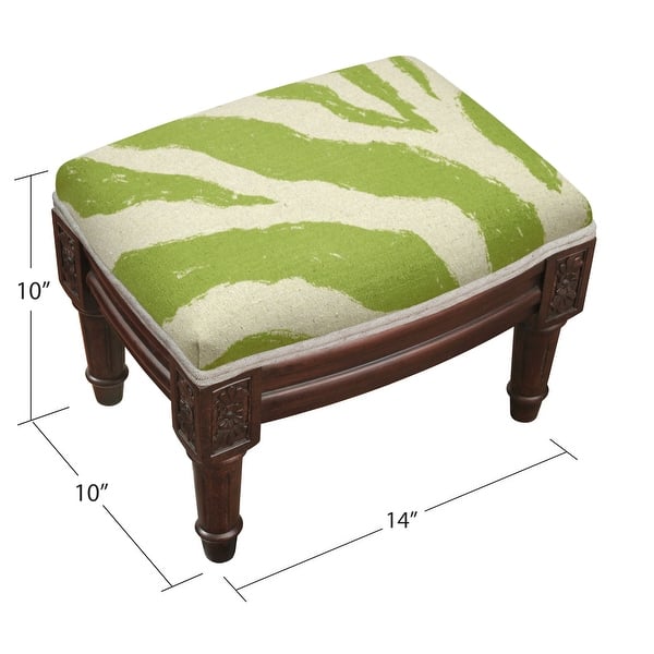 Chartreuse Zebra Print Footstool with wood stained finish - Bed Bath ...