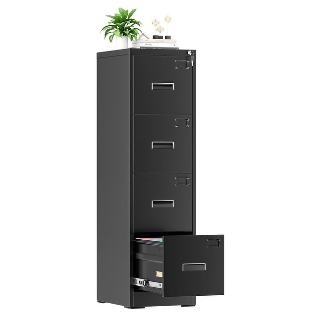 18 Deep 4 Drawers Vertical Metal Locking File Cabinet with with 4 Adjustable Hanging Frame for Home Office On Sale Bed Bath Beyond 38979939