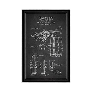 iCanvas "Trumpet Charcoal Patent Blueprint" by Aged Pixel Framed - Bed ...