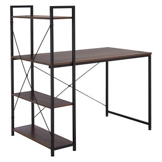 Tower Computer Desk with 4 Tier Shelves - 47.6'' Writing Study Table ...