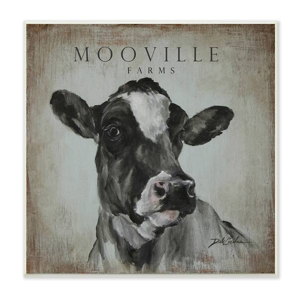 Stupell Mooville Farms Rustic Sign Vintage Dairy Cow Portrait Wood Wall Art - Grey - Bed Bath ...