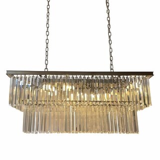 Brushed Nickel 13 Light Rectangular Crystal 40 Inch Chandelier ...
