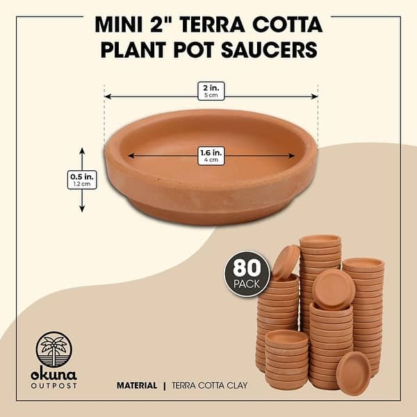 Okuna Outpost Round Terra Cotta Plant Pot Saucers, Drip Trays (2 Inches ...