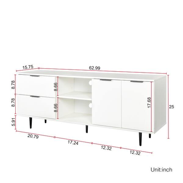 White 3 storage and 2 open shelves Wood TV Bench Table TV Console TV ...