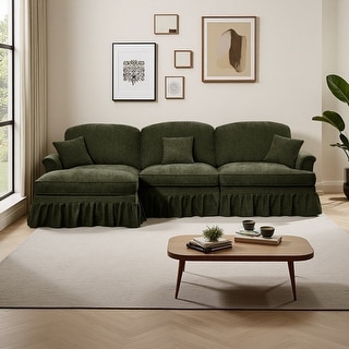 107.1" Mid-Century Chenille L-Shaped Modular Sofa with Flared Arms ...