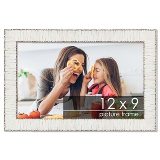 12x9 White Rustic Birch Wood Picture Frame with UV Acrylic, Foam Board ...