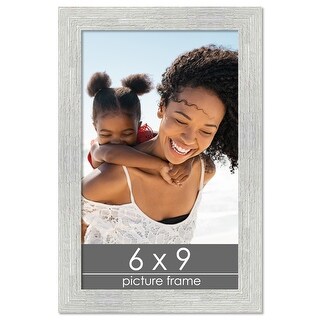 6x9 Distressed/Aged White Washed Complete Wood Picture Frame with UV ...