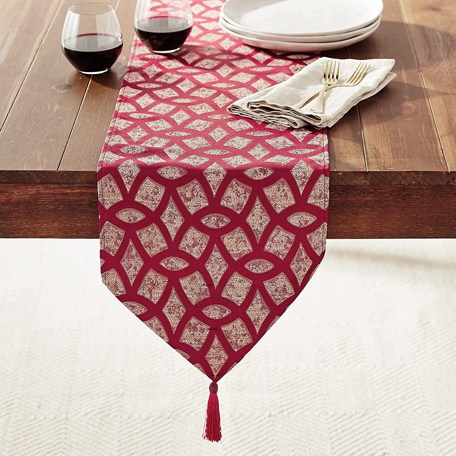 red chenille tablecloth