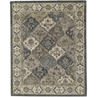 HomeRoots 2' X 3' Blue Gray And Taupe Wool Paisley Tufted Handmade ...