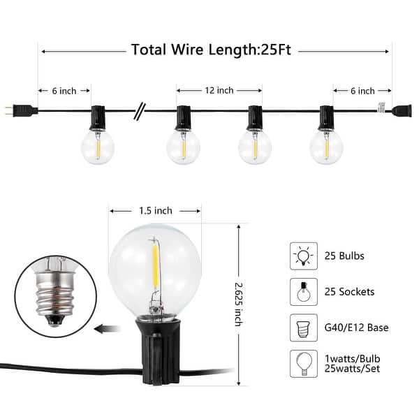 SAFAVIEH Lighting Jenica 25 FT Led Outdoor String Lights - Black - Bed ...