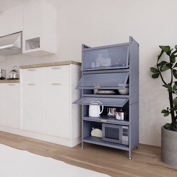Metal Mobile Vertical Kitchen Pantry Storage Cabinet with 4 Drawers ...