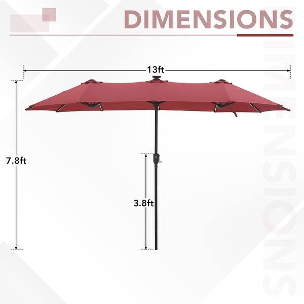 13ft Double -Sided Crank Patio Umbrella Extra Large with LED Colorful ...