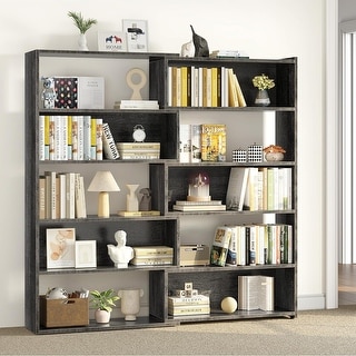 Moasis Industrial 5 Shelf Bookcase Adjustable Corner Wood Bookshelf Display Shelf - Bed Bath ...