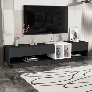 Roomfitters Sleek Two-Tone TV Stand for TVs up to 80", Modern Media ...