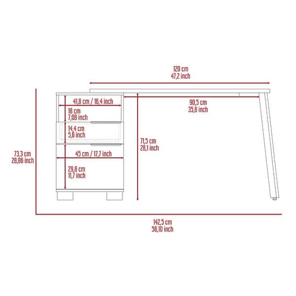 Modern Desk with Storage Drawers 56 inch Writing Study Computer Table ...