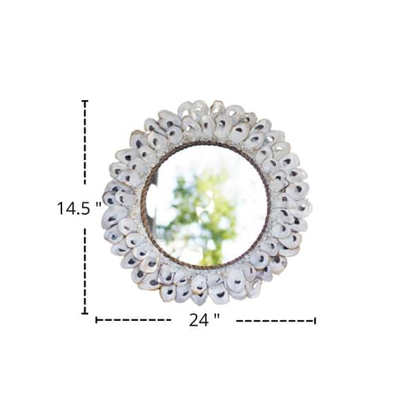 Large Round Oyster Shell Mirror For Home Decor - Cream - Exact Size ...