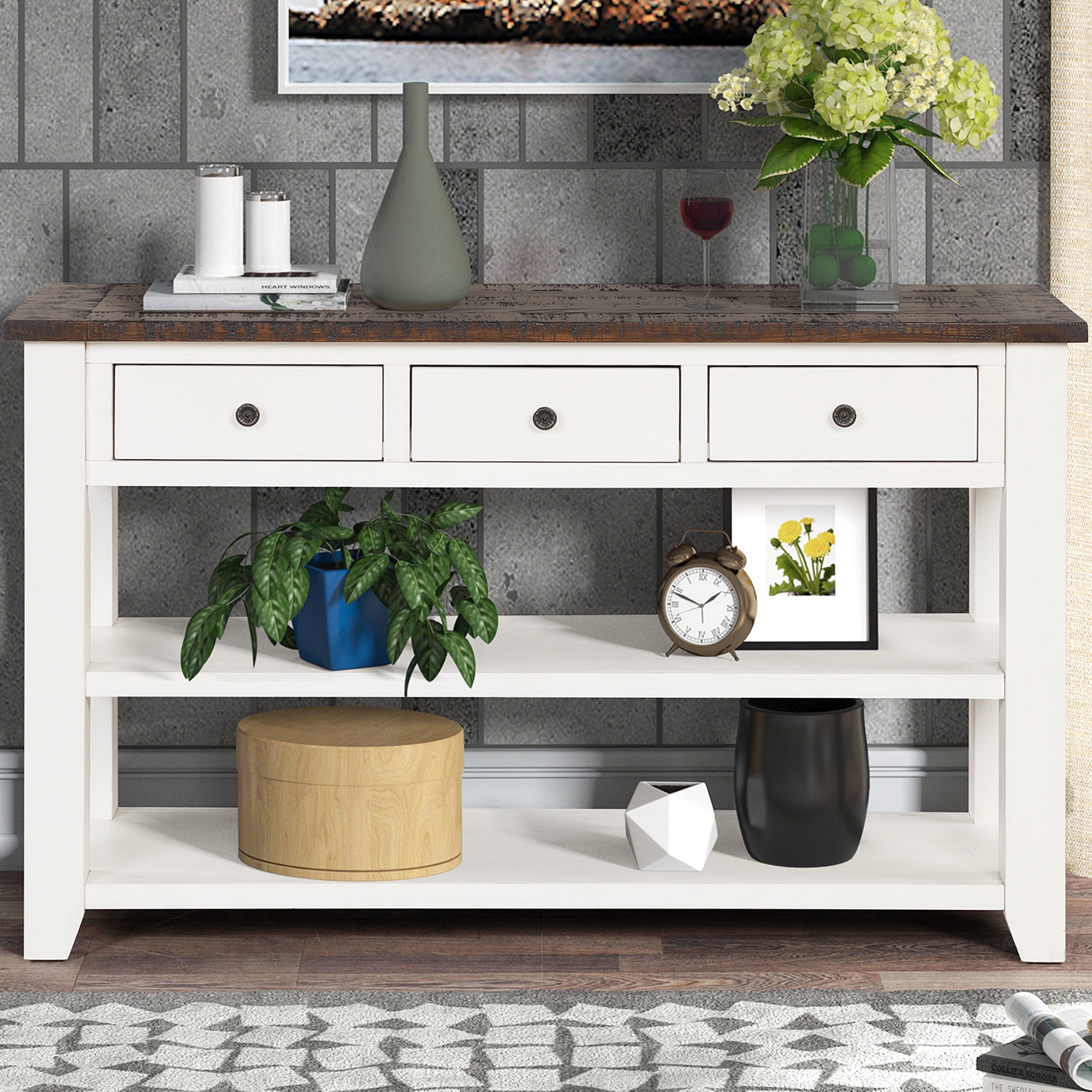 Console table with 2 shelves and drawers store