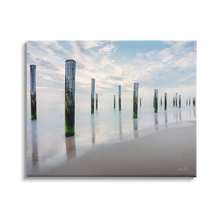 Stupell Nautical Beach Ocean Post Panoramic Cloudy Sky Canvas Wall Art ...