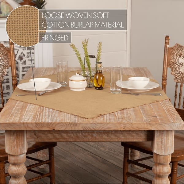 Tan Farmhouse Tabletop Kitchen Burlap Table Topper Cotton Solid Color ...