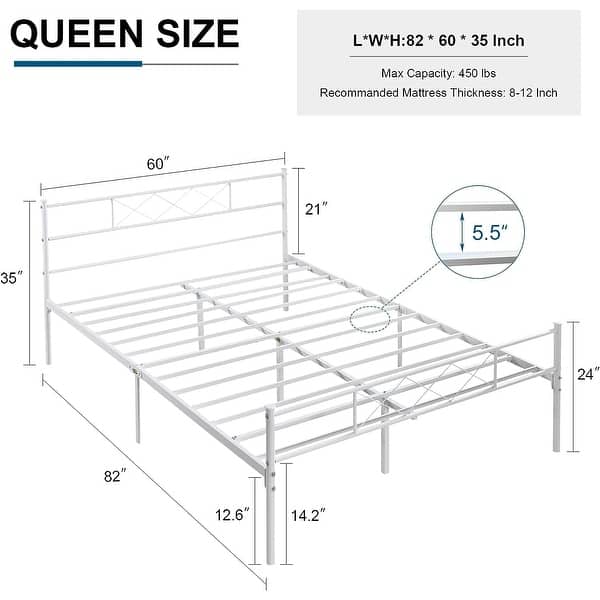 VECELO Modern Premium Metal Platform Bed Frames, Twin/Full/Queen Size ...