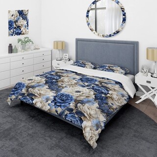 Designart "Blue Renaissance Roses Victorian Pattern" Cottage Bedding ...