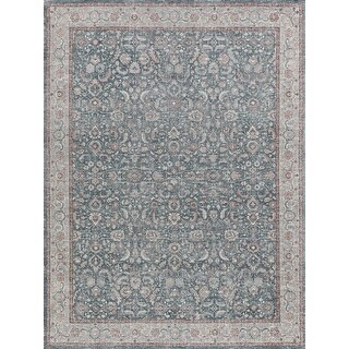 EXQUISITE RUGS Heritage Power-loomed Polyester/Acrylic Blue/Rust Area ...