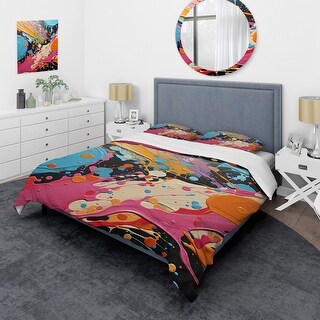 Designart "Blue and pink Abstract Pop Fusion I" Pop Art Bedding Cover ...