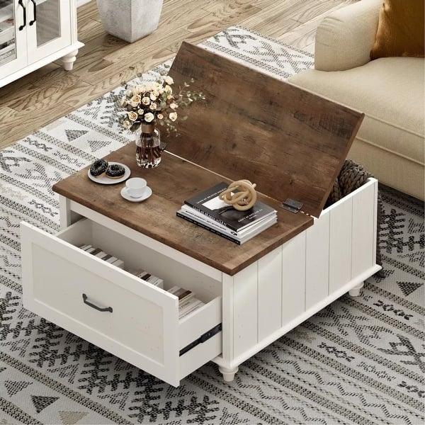 Lift Top Coffee Table, Square Accent Tea Center Table, Wood, 30 Inch ...