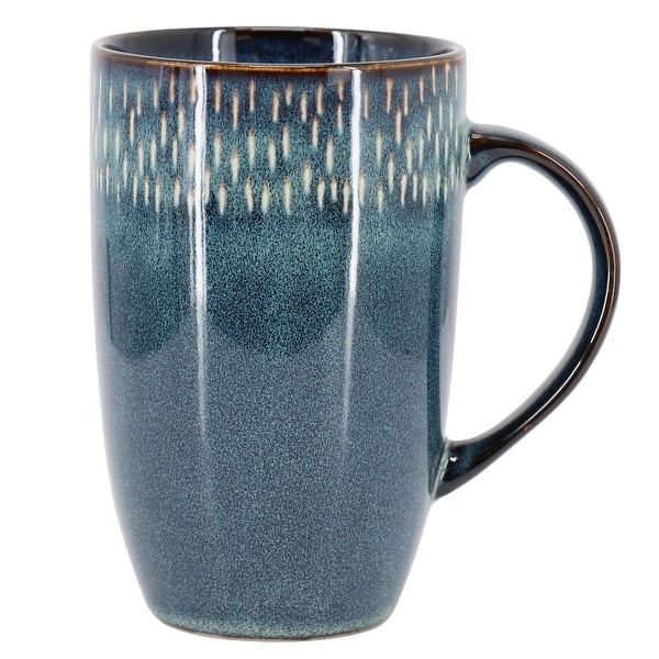 Meritage Jasper 6 Piece 22 Ounce Stoneware Tall Latte Cup Set in Cobalt ...