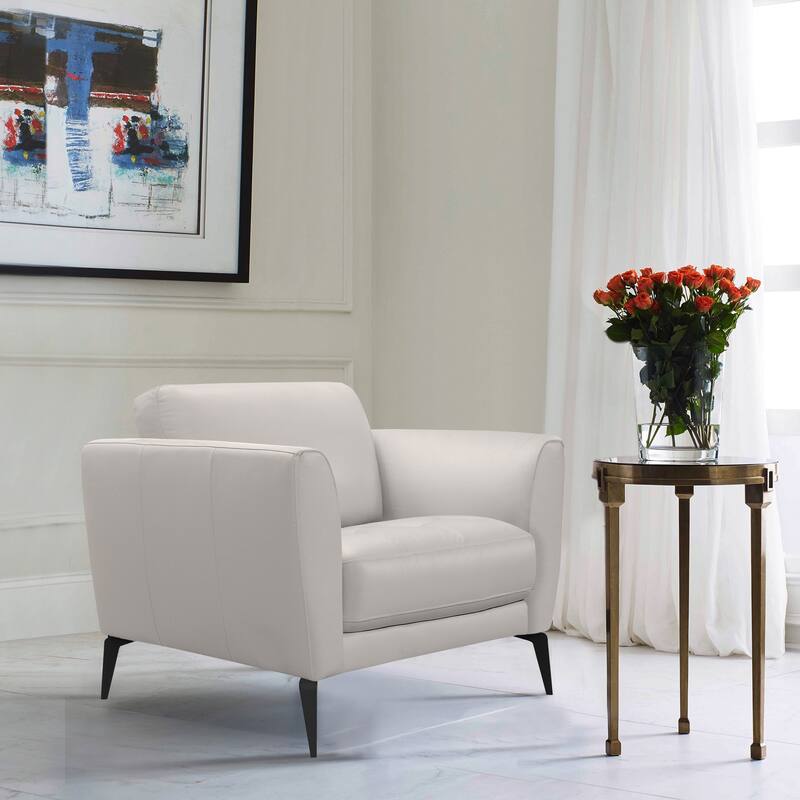Armen Living Hope Contemporary Chair in Genuine Dove Grey Leather ...