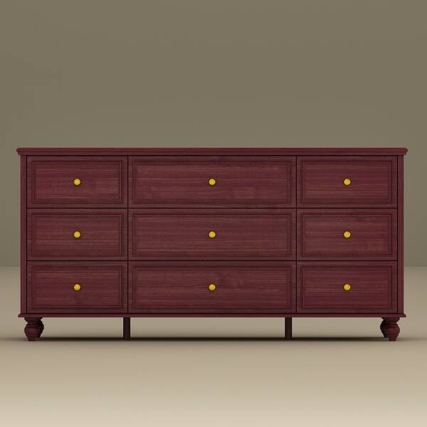 Timechee 63'' W Dresser White Chest Srorage Cabinet Lacquer Drawers ...