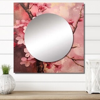 Designart "Cherry Blossoms dark pink collage" Cherry Wall Mirror ...