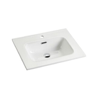 Glossy White Ceramic Integrated Sink, 18.3"W x 24.01"L x 6.89"H, Easy ...